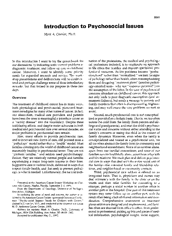(PDF) Introduction to psychosocial issues | Mark Chesler - Academia.edu