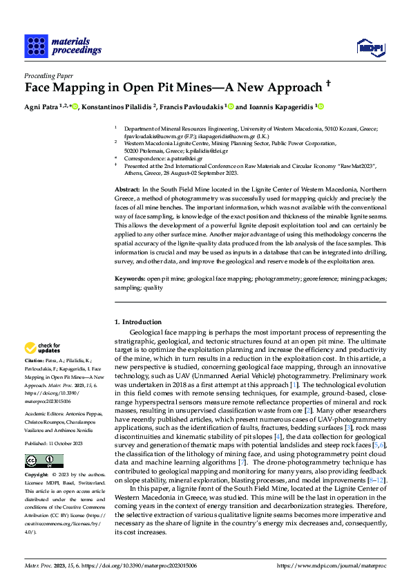 (PDF) Face Mapping in Open Pit Mines-A New Approach