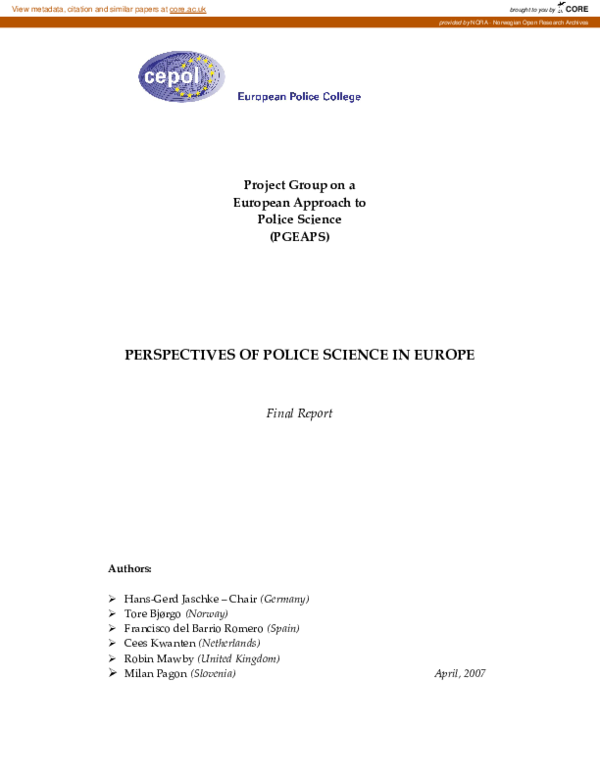 (PDF) Perspectives of police science in Europe: final report
