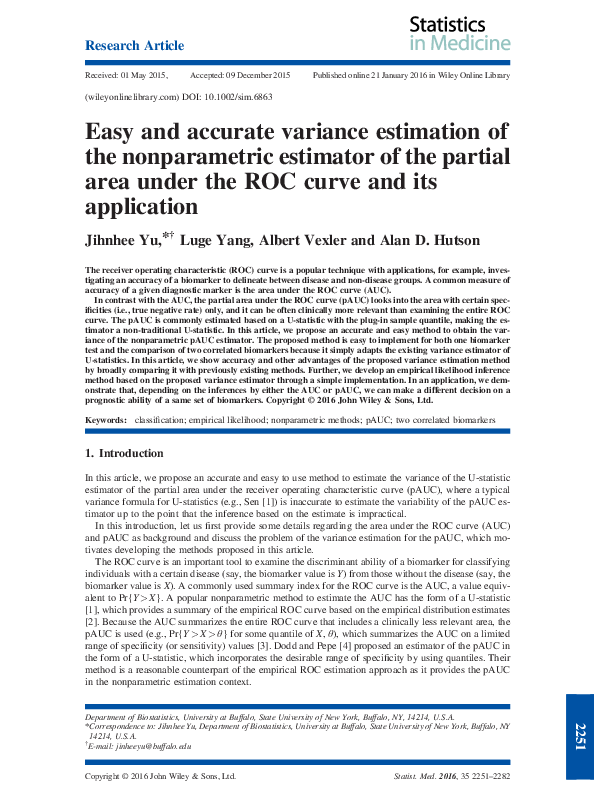 Pdf Easy And Accurate Variance Estimation Of The Nonparametric