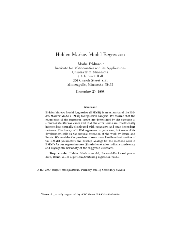 (PDF) Hidden Markov model regression