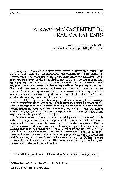 (PDF) Airway Management in Trauma Patients