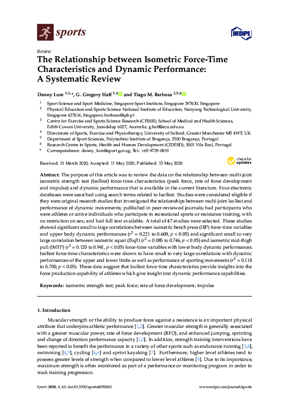 (PDF) The Relationship between Isometric Force-Time Characteristics and ...
