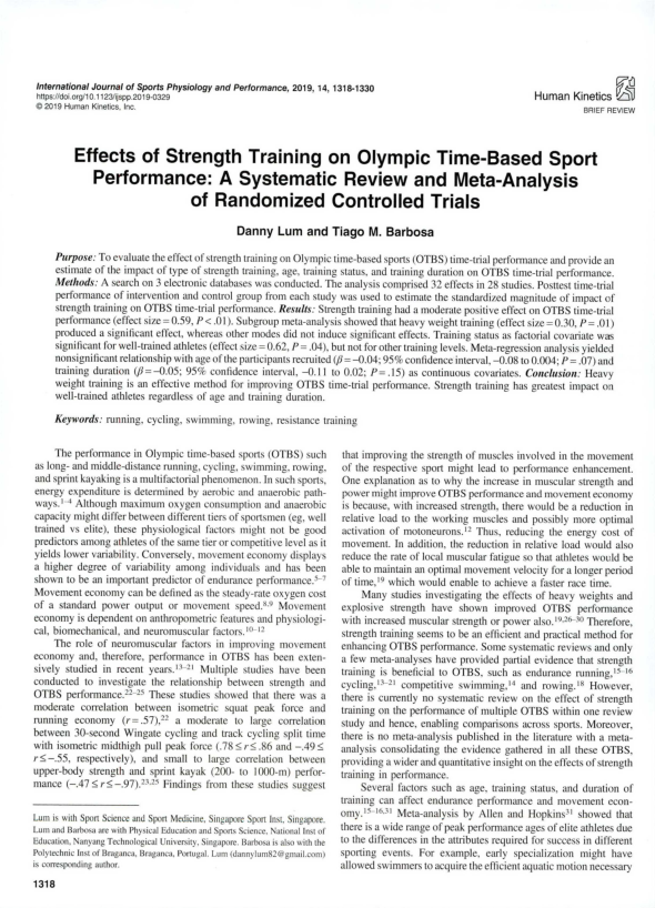(PDF) Effects of Strength Training on Olympic Time-Based Sport ...