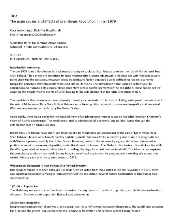 (PDF) Title The main causes and effects of pre Islamic Revolution in ...