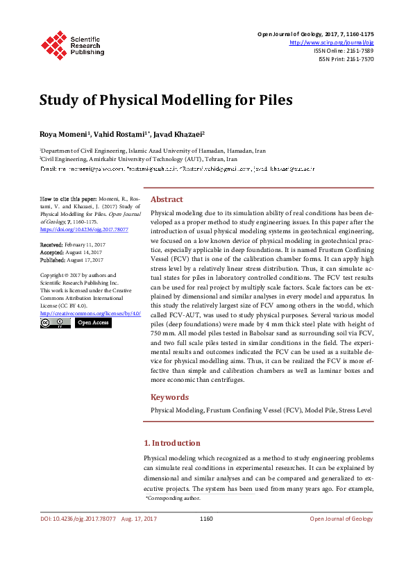 (PDF) Study of Physical Modelling for Piles