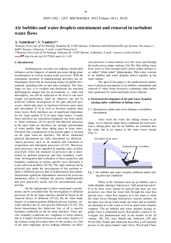(PDF) Air Bubbles and Water Droplets Entrainment and Removal in ...