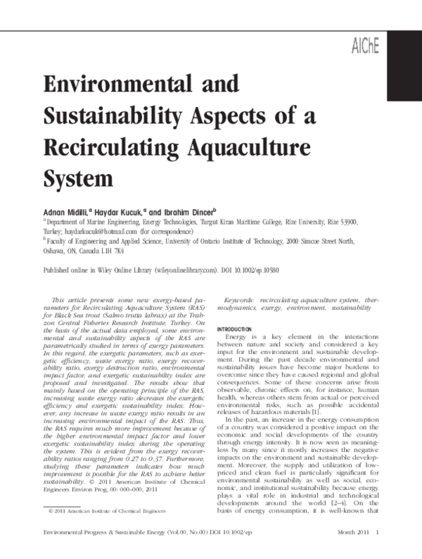 (PDF) Environmental and sustainability aspects of a recirculating ...