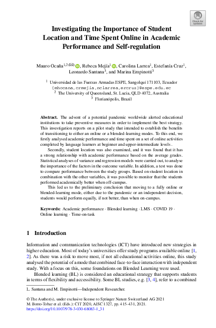 (PDF) Investigating the Importance of Student Location and Time Spent ...