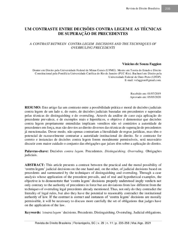 (PDF) Um Contraste Entre Decisões Contra Legem e as Técnicas De ...