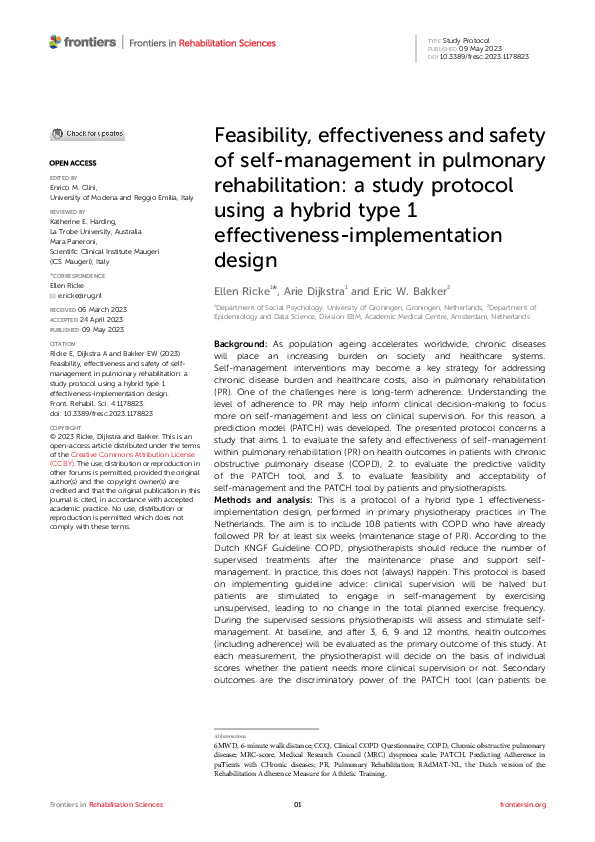 (PDF) Feasibility, effectiveness and safety of self-management in ...