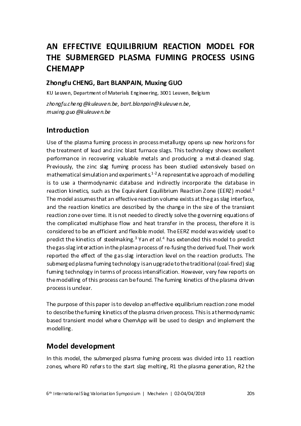 (PDF) An Effective Equilibrium Reaction Model for the Submerged Plasma ...