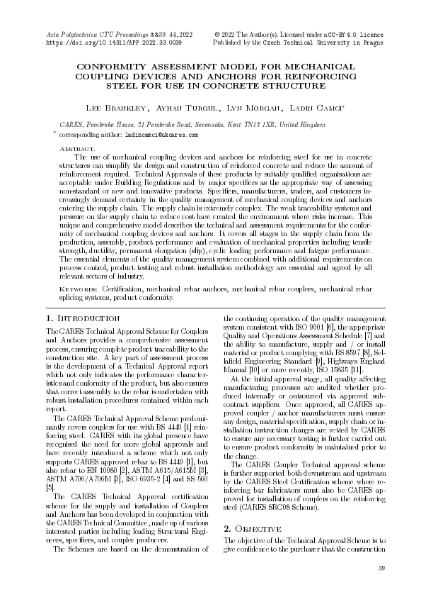 (PDF) Conformity assessment model for mechanical coupling devices and ...
