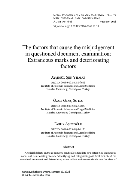(PDF) The factors that cause the misjudgement in questioned document ...