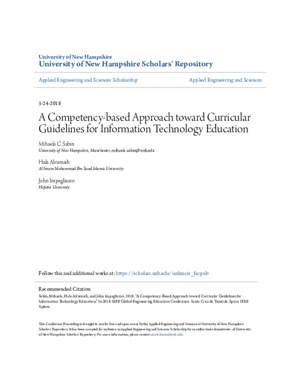 (PDF) A competency-based approach toward curricular guidelines for information technology education