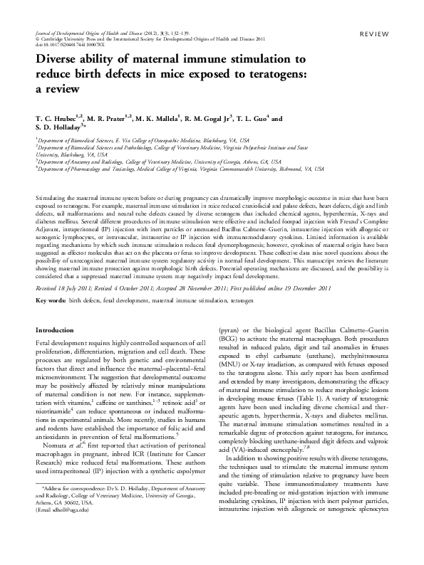 (PDF) Diverse ability of maternal immune stimulation to reduce birth ...