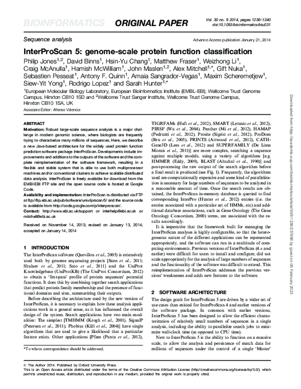 (PDF) InterProScan 5: genome-scale protein function classification