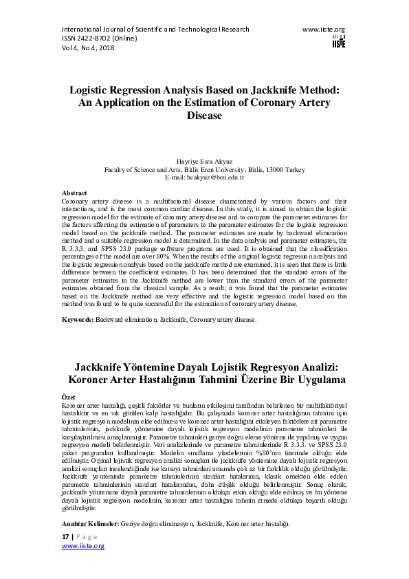 (PDF) Logistic Regression Analysis Based on Jackknife Method: An ...