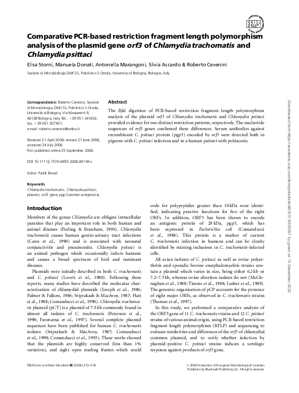 (PDF) Comparative PCR-based restriction fragment length polymorphism analysis of the plasmid ...