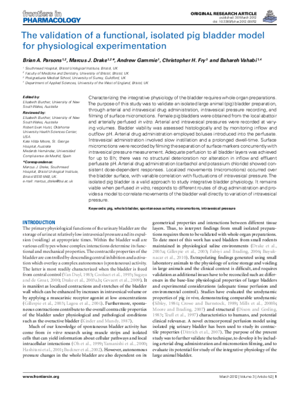 (PDF) The validation of a functional, isolated pig bladder model for ...
