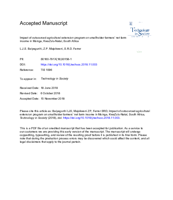 (PDF) Impact of outsourced agricultural extension program on ...