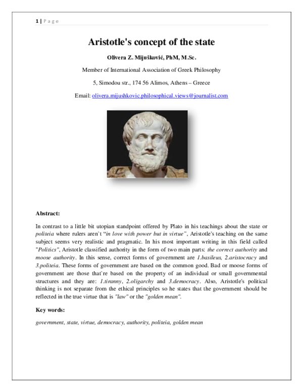 (PDF) Aristotle's concept of the state