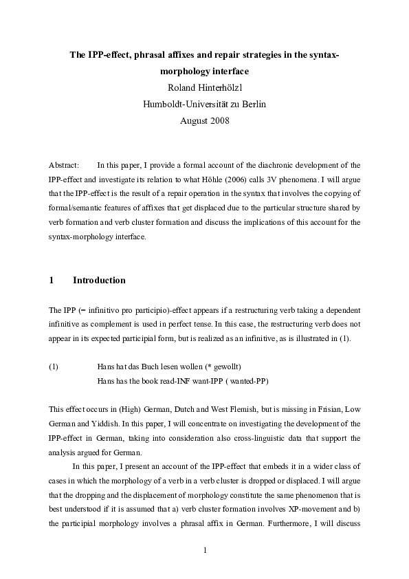 The IPP-Effect, Phrasal Affixes and Repair Strategies in the Syntax ...