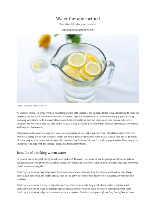 (PDF) Water therapy method