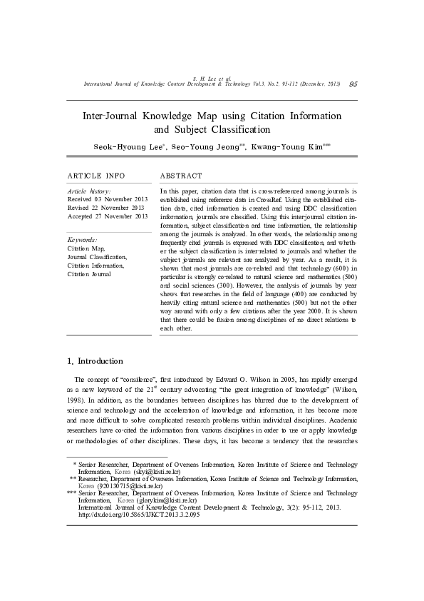 (PDF) Inter-Journal Knowledge Map using Citation Information and ...