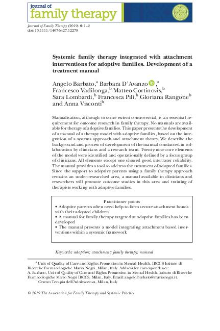 (PDF) Systemic family therapy integrated with attachment interventions ...