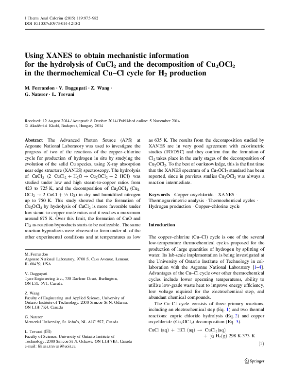 (PDF) Using XANES to obtain mechanistic information for the hydrolysis ...
