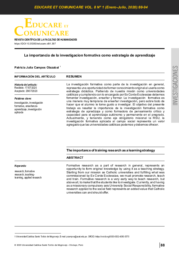 (PDF) La importancia de la investigacion formativa como estrategia de aprendizaje