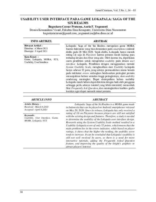 (PDF) Usability User Interface Pada Game Lokapala: Saga of the Six Realms