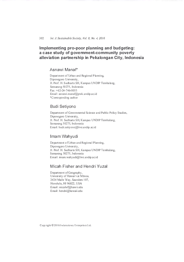 (PDF) Implementing pro-poor planning and budgeting: a case study of ...