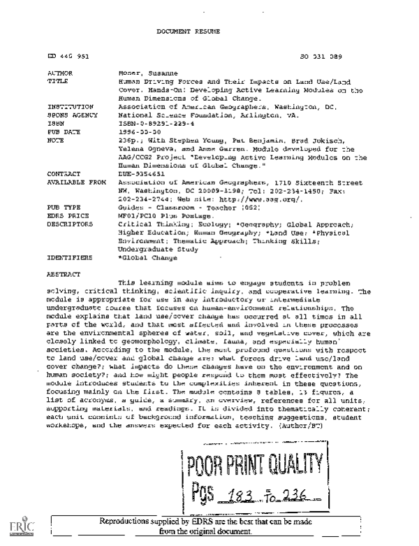 (PDF) Human Driving Forces and Their Impacts on Land Use/Land Cover ...