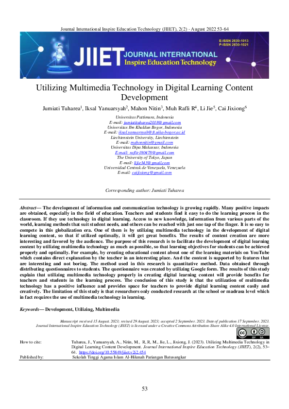 (PDF) Utilizing Multimedia Technology in Digital Learning Content ...