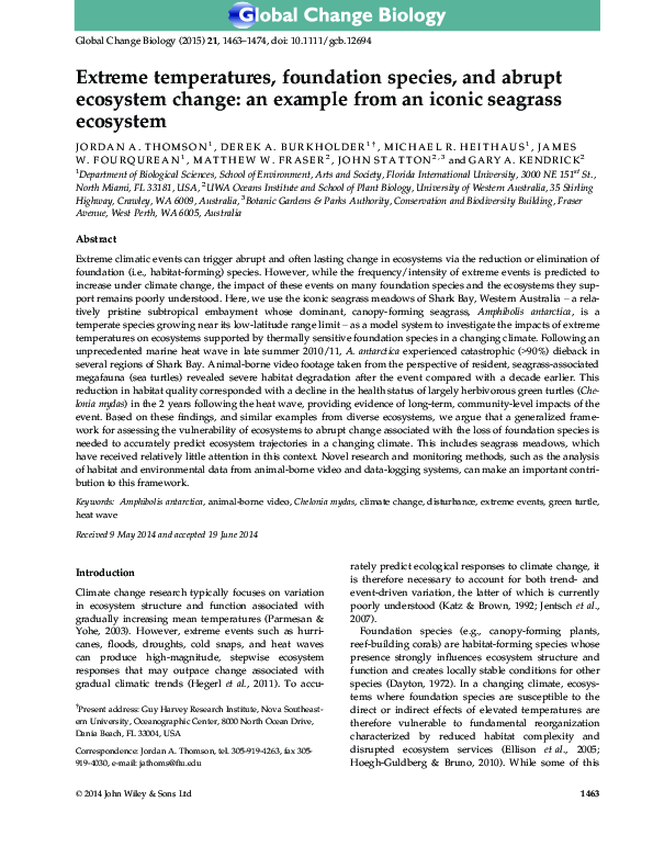 (PDF) Extreme temperatures, foundation species, and abrupt ecosystem ...