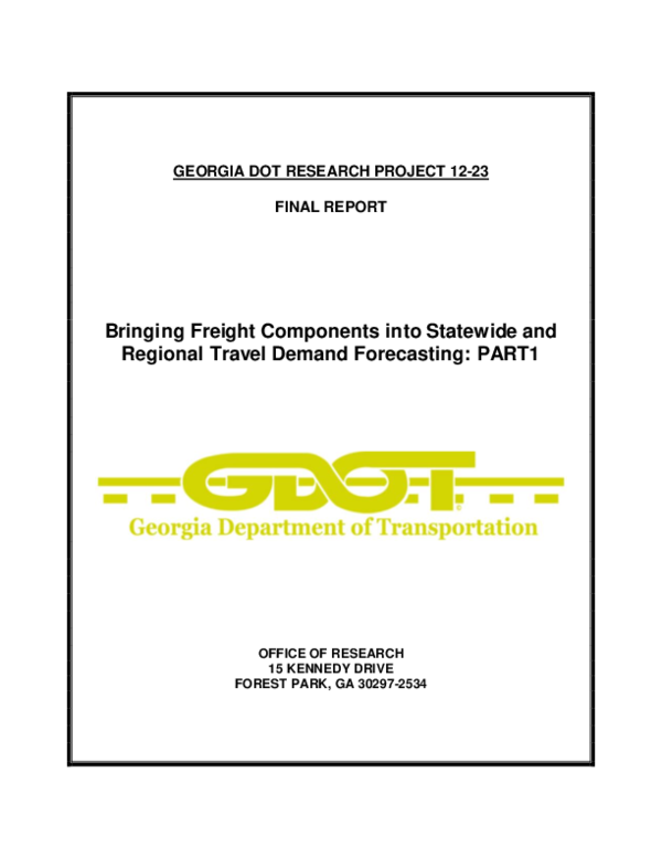 (PDF) Bringing Freight Components into Statewide and Regional Travel ...