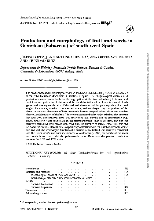 (PDF) Production and morphology of fruit and seeds in Genisteae ...