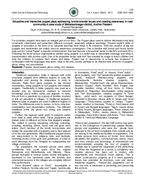 (PDF) Educative and interactive puppet plays addressing ‘environmental issues and creating ...