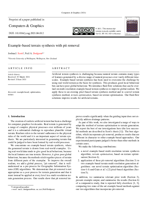 (PDF) Example-based terrain synthesis with pit removal