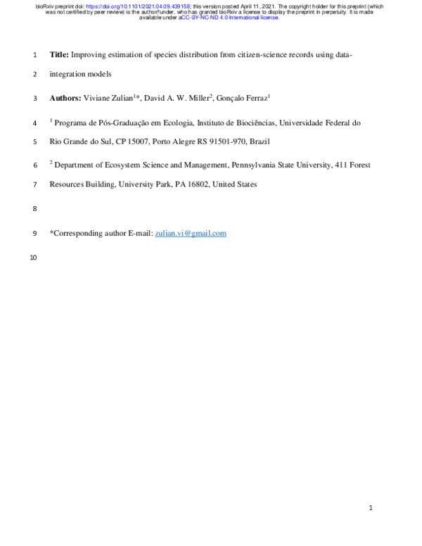 (PDF) Improving estimation of species distribution from citizen-science records using data ...