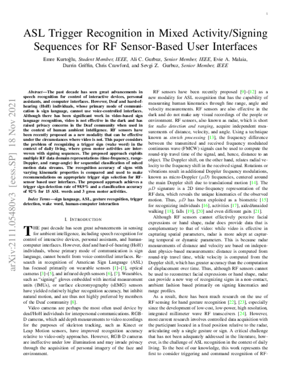 (PDF) ASL Trigger Recognition in Mixed Activity/Signing Sequences for RF Sensor-Based User ...