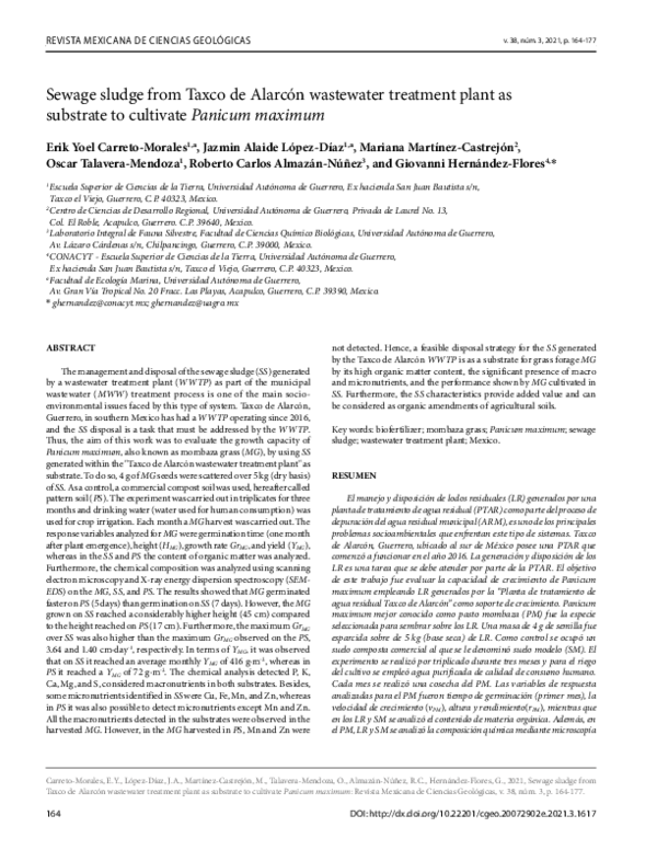 (PDF) Sewage sludge from Taxco de Alarcón wastewater treatment plant as ...