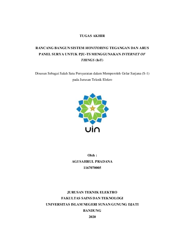 Pdf Rancang Bangun Sistem Monitoring Tegangan Dan Arus Panel Surya Untuk Pju Ts Menggunakan