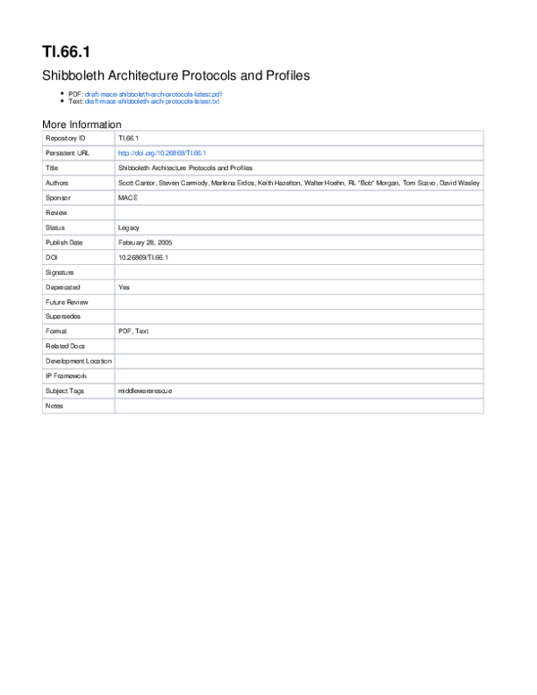 (PDF) Shibboleth Architecture Protocols and Profiles