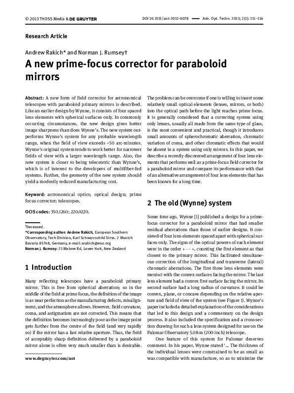 (PDF) A new prime-focus corrector for paraboloid mirrors