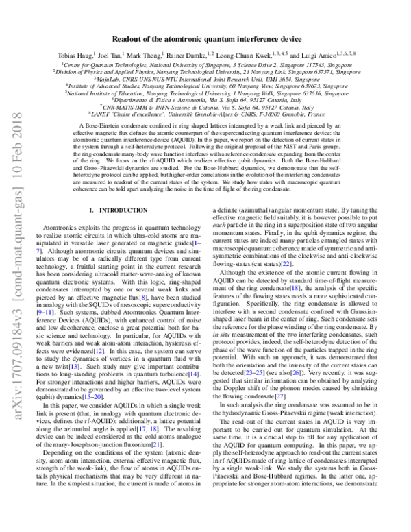 (PDF) Readout of the atomtronic quantum interference device