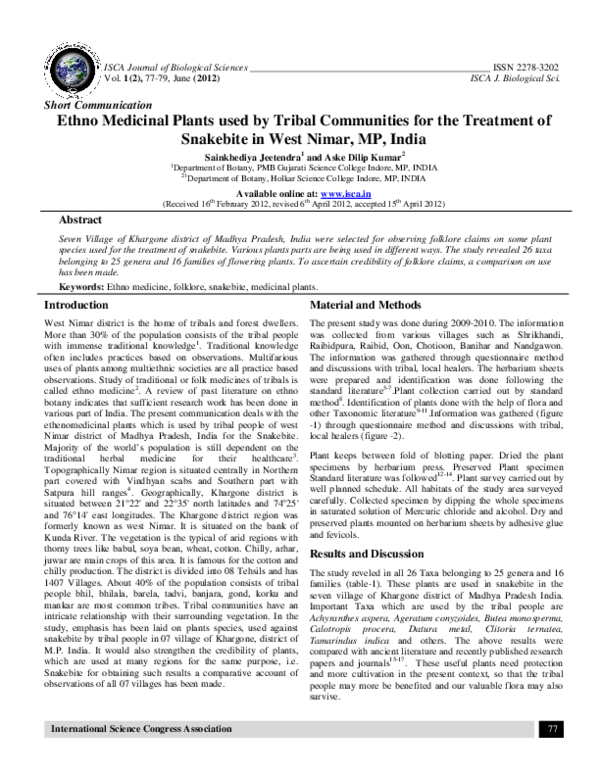 (PDF) Ethno Medicinal Plants used by Tribal Communities for the ...