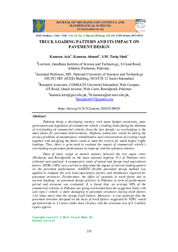 (PDF) TRUCK LOADING PATTERN AND ITS IMPACT ON PAVEMENT DESIGN